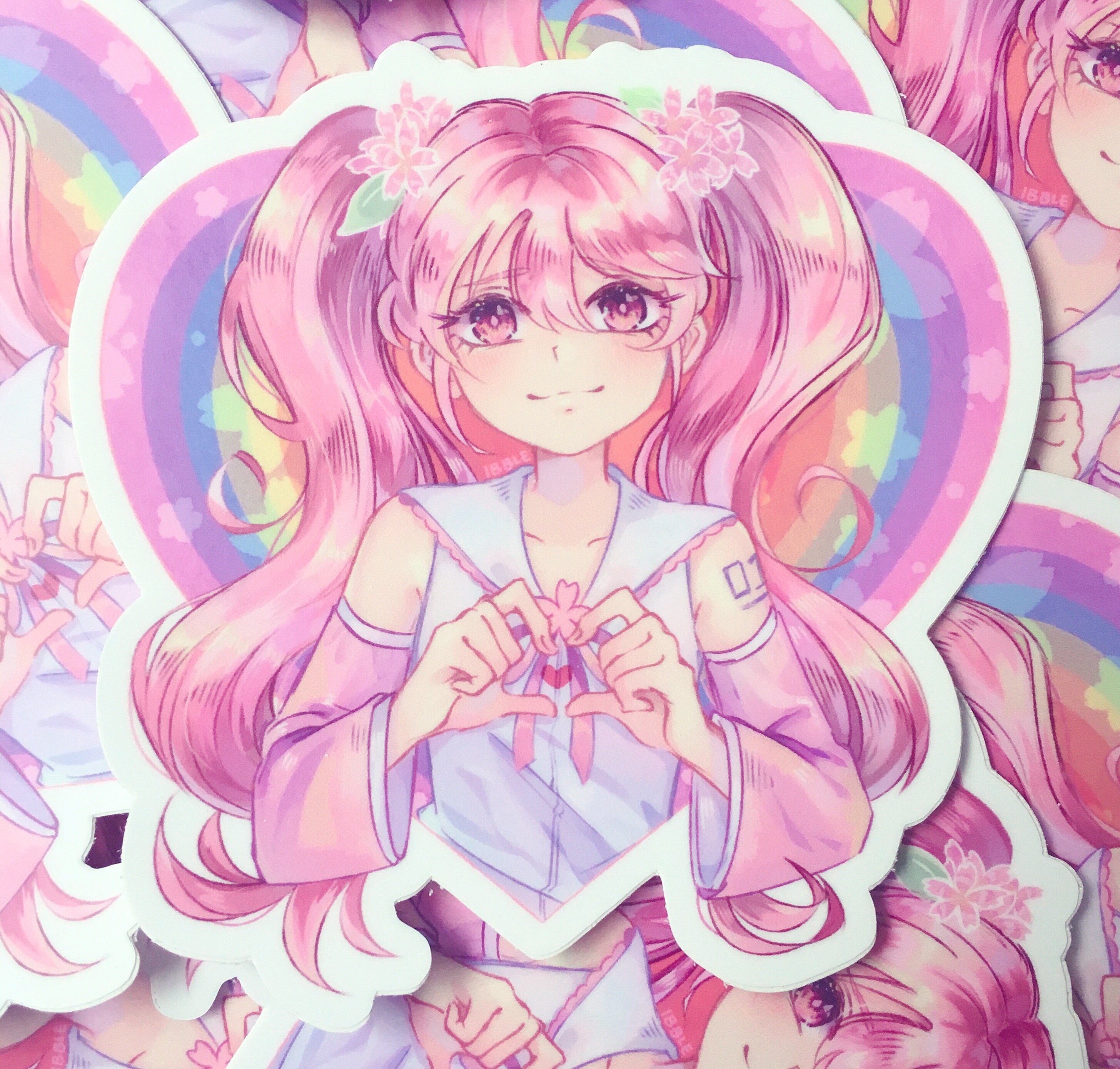 Pride Sakura Miku Vinyl Sticker – Ibble's Scribbles